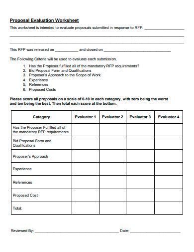 FREE Proposal Evaluation Samples In PDF MS Word