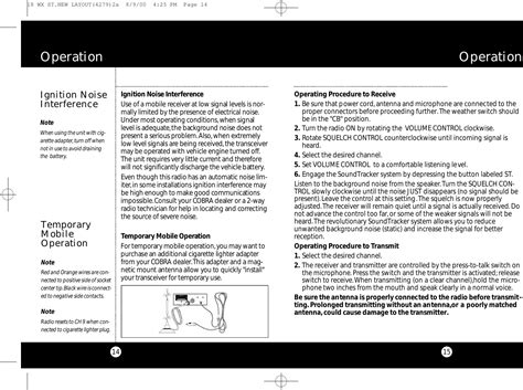 Cobra Electronics 18WXSTII Non Broadcast Transmitter CB User Manual Users Manual