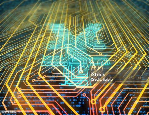 전자 네트워크 기술 데이터 전송 및 저장 회로 기판 인민폐 기호의 구성 3차원 형태에 대한 스톡 사진 및 기타 이미지 3차원