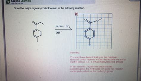 Solved Sapling Learning Draw The Major Organic Product Fo