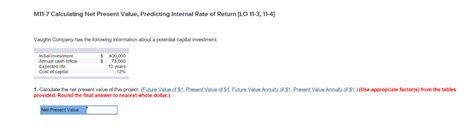 solved m11 7 calculating net present value predicting