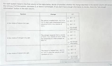 Solved For Each System Listed In The First Column Of The