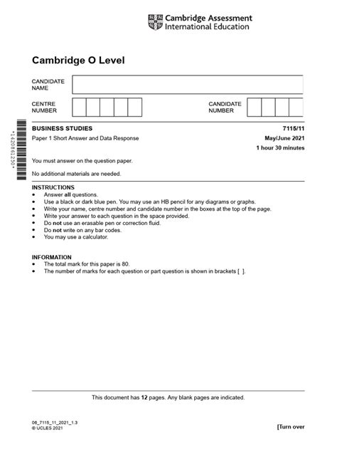 June 2021 Question Paper 11 Pdf Business Economies