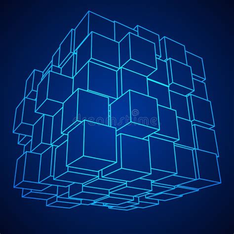 Wireframe Mesh Cube Stock Vector Illustration Of Abstract 97962000