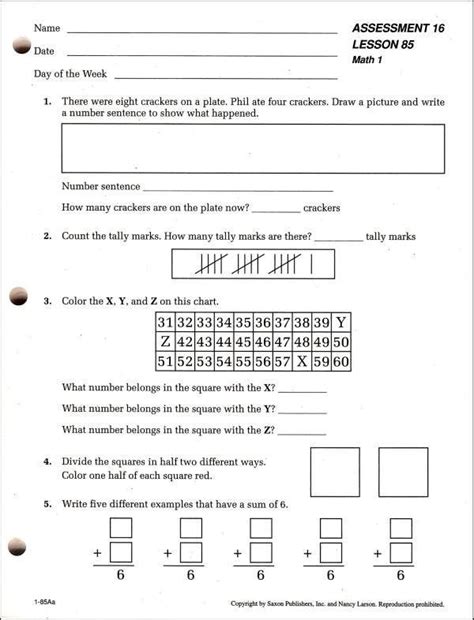 Saxon Math 5 4 Tests And Worksheets Pdf Math Worksheets Printable