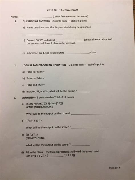 Solved CE 20 FALL 17 FINAL EXAM Name Letter First Name And Chegg Com