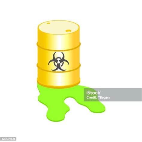 생물학적 폐기물이 있는 손상된 금속 배럴 벡터 등대 및 3d 뷰입니다 3차원 형태에 대한 스톡 벡터 아트 및 기타 이미지 3차원 형태 금속 독성 물질 Istock