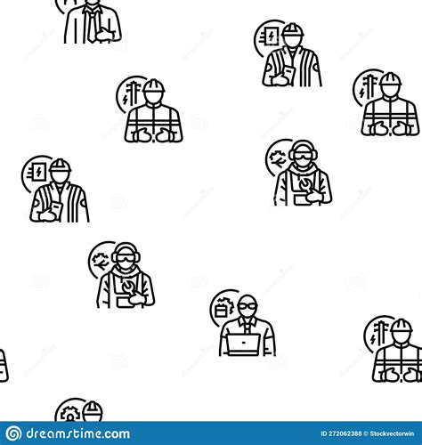 Repair Worker Engineer Man Vector Seamless Pattern Stock Vector Illustration Of Work Icons