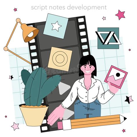 Screenwriter Concept Playwright Create A Screenplay For A Movie Stock Vector Illustration Of