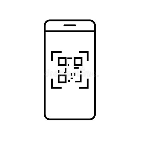 QR Code Scanning Smartphone App Linear Icon Matrix Barcode Scanner Thin Line Illustration D