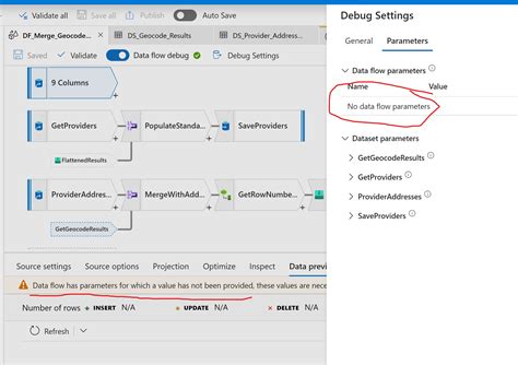 azure data factory missing ghost data flow parameters stack overflow