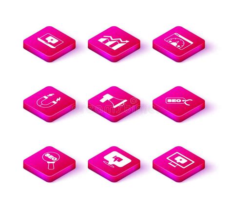 Set Seo Optimization Dislike In Speech Bubble Magnet Megaphone Monitor With Star Website