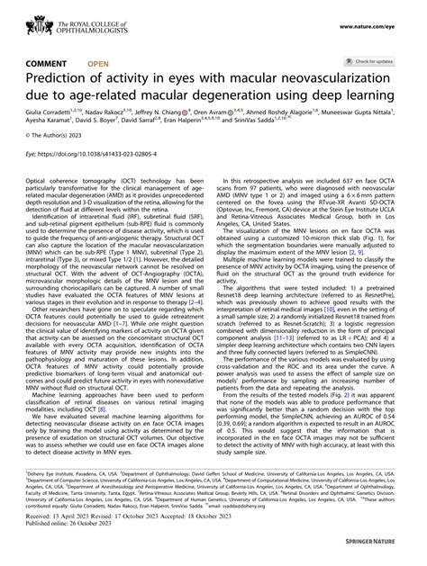 Pdf Prediction Of Activity In Eyes With Macular Neovascularization