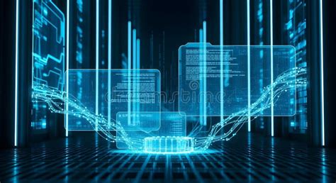 Futuristic Data Stream Visualizing Network Connectivity And Digital Information Flow Stock
