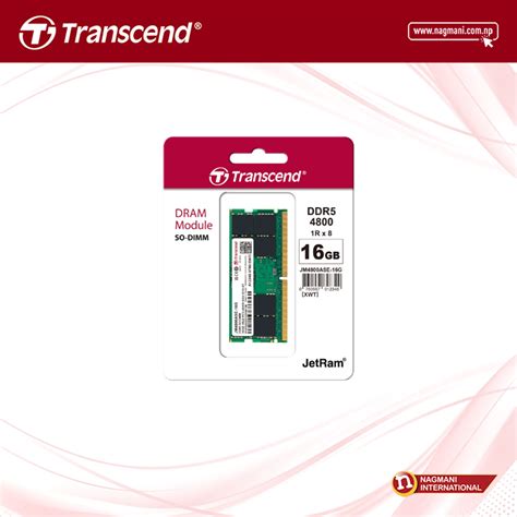 Transcend Jm4800ase 16g 16gb Jm Ddr5 4800 So Dimm 1rx8 2gx8 Cl40 1