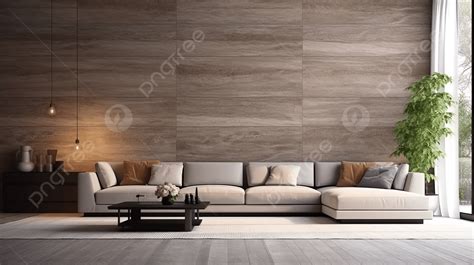 나무 벽 패널과 소파 인테리어가 있는 3d 거실 모형 내벽 현대 거실 거실 인테리어 배경 일러스트 및 사진 무료 다운로드 Pngtree