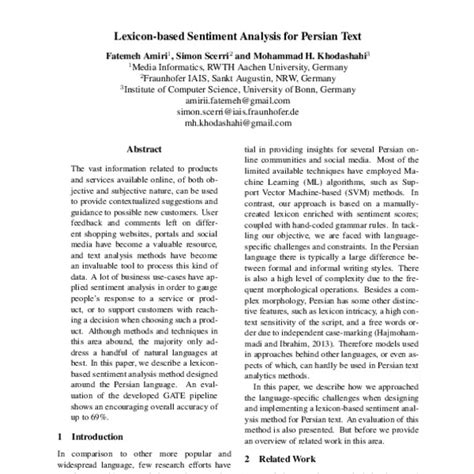 Lexicon Based Sentiment Analysis For Persian Text Acl Anthology