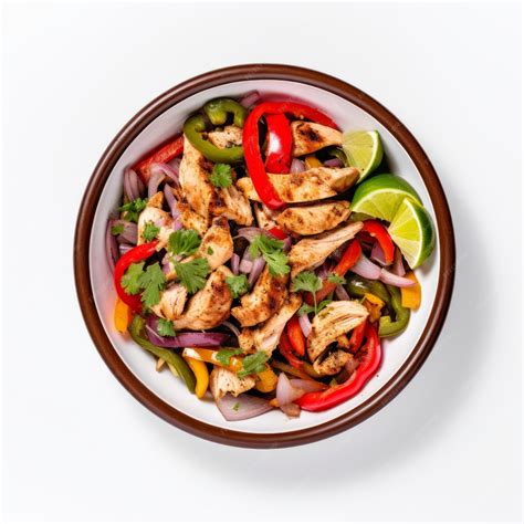 Premium Ai Image Top View Minimalistic Of An Isolated Chicken Fajita Salad