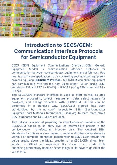 introduction to secsgem communication interface protocols for