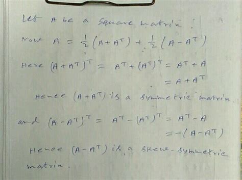 illustration 9 31 prove that every square matrix can be uniquely