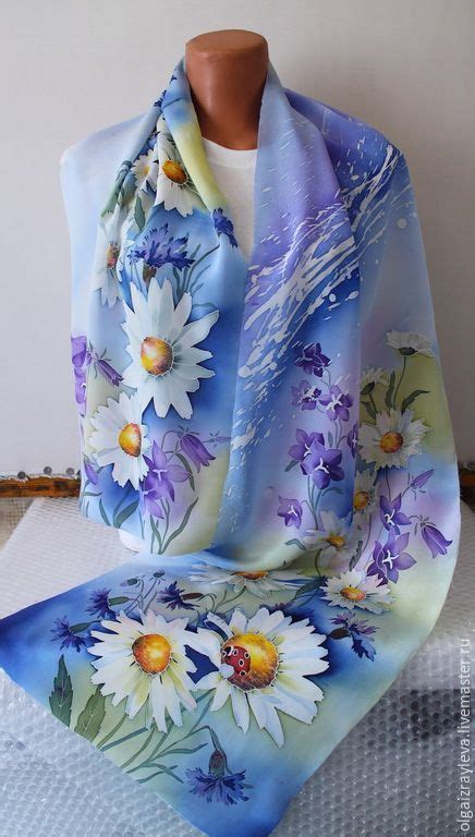Батик шарф Ромашковое лето в интернет магазине на Ярмарке Мастеров Шарфы Липецк доставка