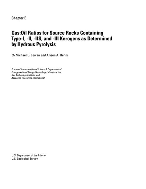 Pdf Gas Oil Ratios For Source Rocks Containing Type I Ii Iis And Iii Kerogens As