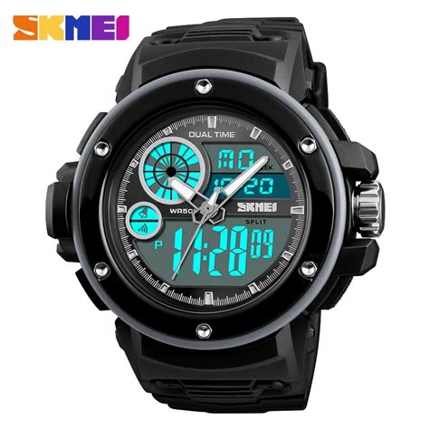 skmei sport watch men quartz digital dual display men watches 2 time 12 24 hour man wristwatch