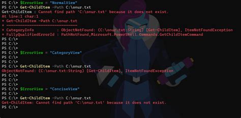 Powershell Tercih Degiskenleri Errorview Towershell