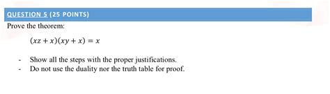 Solved Question 5 25 Points Prove The Theorem X2 X Xy