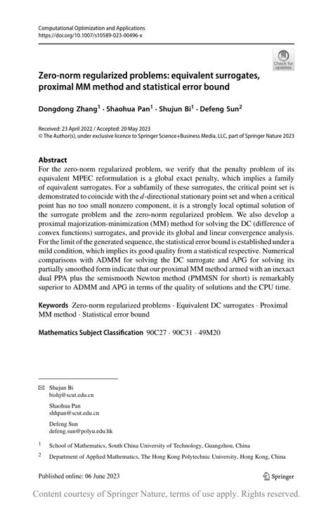 Zero Norm Regularized Problems Equivalent Surrogates Proximal Mm