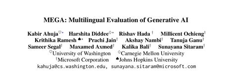 Mega Multilingual Evaluation Of Generative Ai Overview