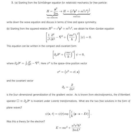 Solved 3 A Starting From The Schrödinger Equation For