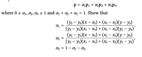 Solved Barycentric Coordinates Let 𝐩 𝑥 𝑦 𝑧 𝑇