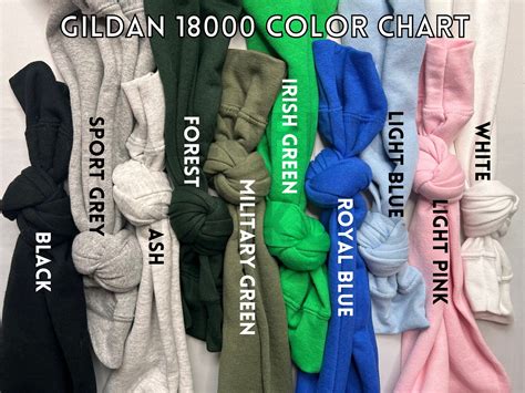 Gildan Color Chart Gildan Color Guide Gildan Color Etsy