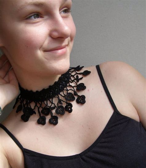 Колье крючком черное Чокер Воротник Крючки