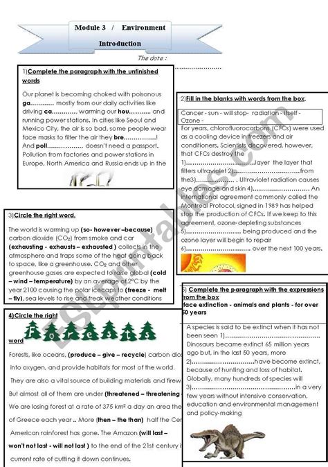 Environmental Problems Esl Worksheet By Mrs Ben Taher