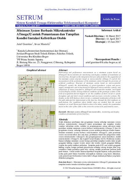 Pdf Minimum System Berbasis Mikrokontroler Atmega32 Untuk Pemantauan Dan Tampilan Kondisi