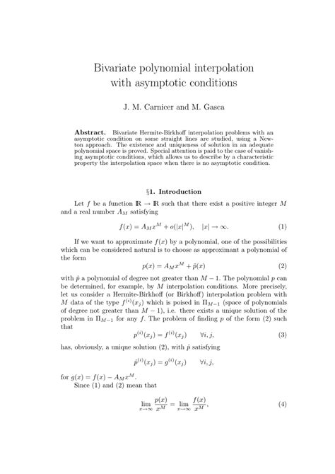 Pdf Bivariate Polynomial Interpolation With Asymptotic Conditions