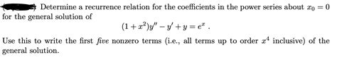 Solved Determine A Recurrence Relation For The Coefficients