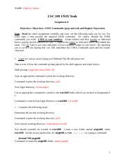 Assignment 8 CSC209 Docx NAME Anthony Lapine CSC 209 UNIX Tools