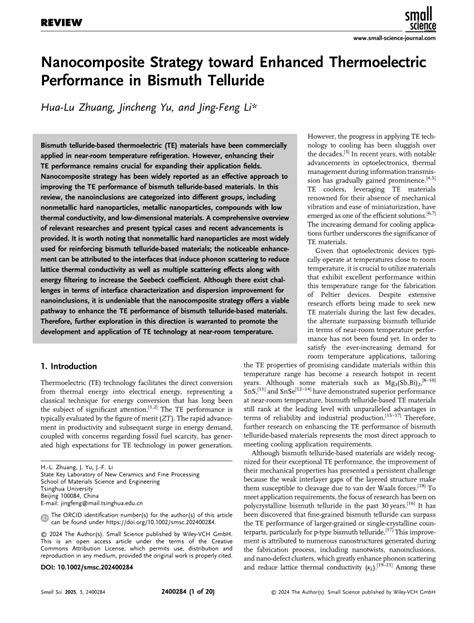 Pdf Nanocomposite Strategy Toward Enhanced Thermoelectric Performance