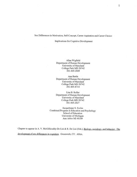 PDF Sex Differences In Motivation Self Concept Career Aspiration And Career Choice