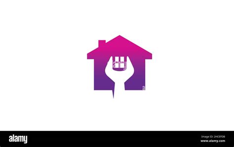 Creative House Wrench Spanner Logo Vector Design Stock Vector Image And Art Alamy