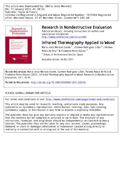 Pdf Infrared Thermography Applied To Wood