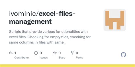 GitHub Ivominic Excel Files Management Scripts That Provide Various Functionalities With