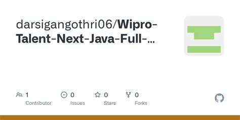 Github Darsigangothri Wipro Talent Next Java Full Stack