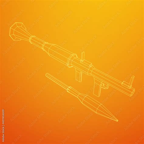 Anti Tank Rocket Propelled Grenade Launcher RPG 7 Wireframe Low Poly Mesh Vector Illustration