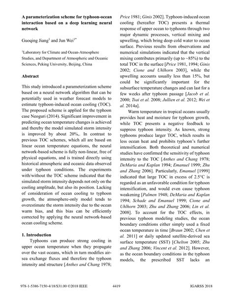 Pdf A Parameterization Scheme For Typhoon Ocean Interaction Based On A Deep Learning Neural