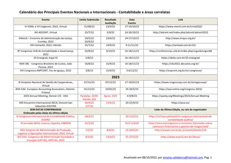 Pdf Planejando 2023 Calendário Dos Principais Eventos Nacionais E