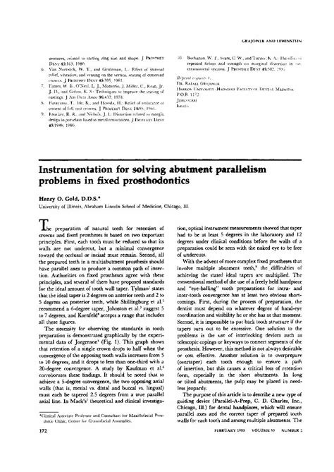 Pdf Instrumentation For Solving Abutment Parallelism Problems In Fixed Prosthodontics
